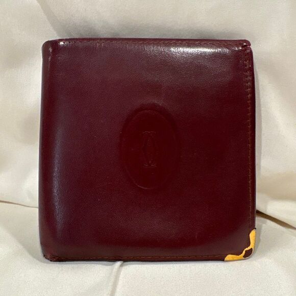 Cartier | Bags | Vintage Cartier Bifold Leather Wallet Embossed Logo ...